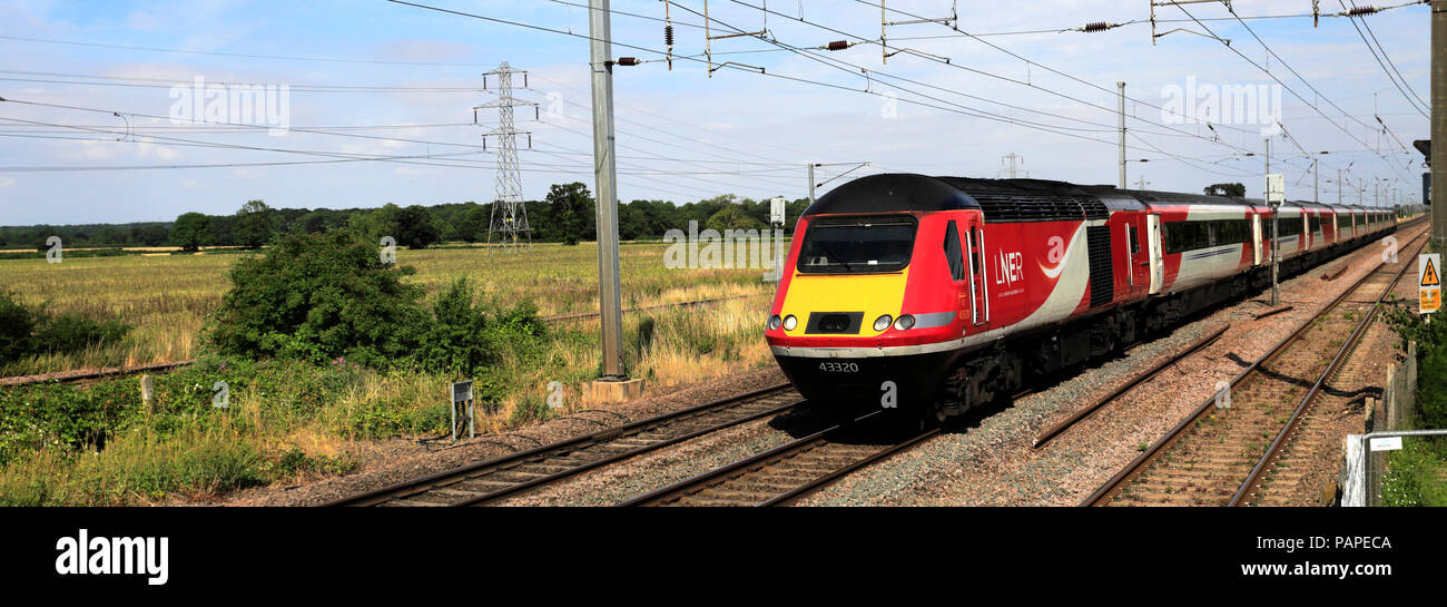 LNER train 43320, London and North Eastern Railway, East Coast Main Line Railway, Peterborough ...