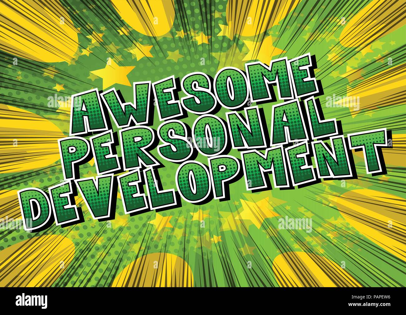 Awesome Personal Development - Comic book style word on abstract ...