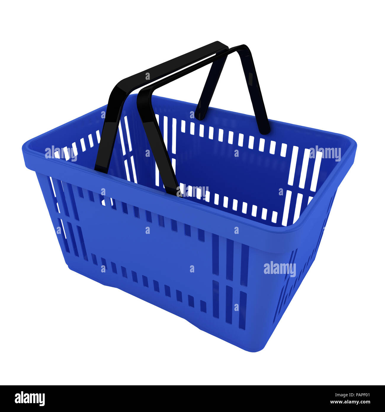 Blue shopping baskets isolated on white Stock Photo - Alamy