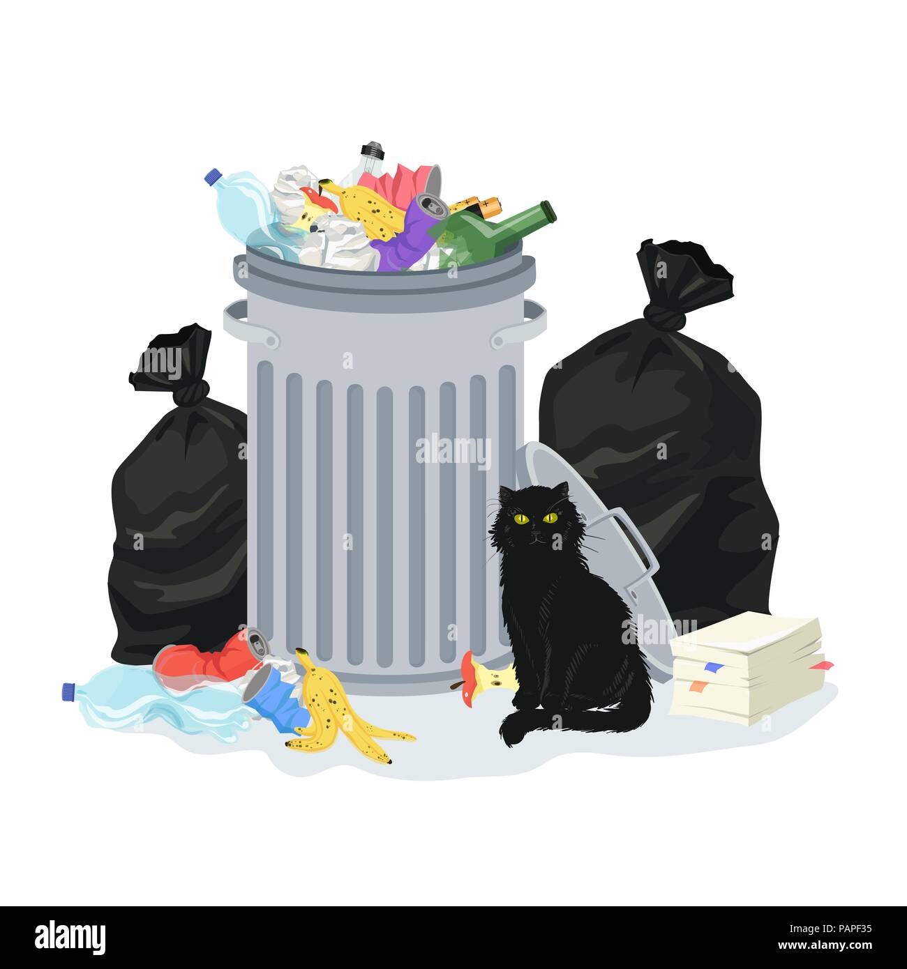 Pile black garbage plastic Stock Vector Images - Alamy