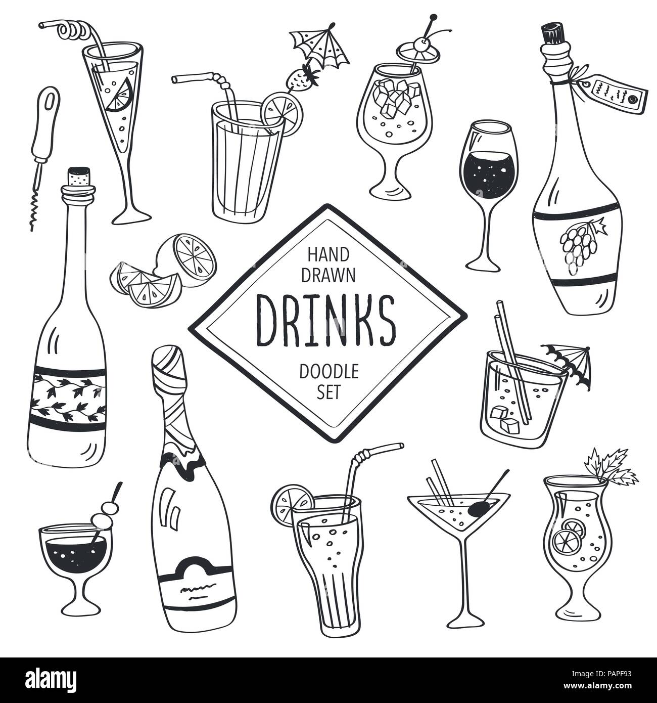 drinks doodle set Stock Vector Image & Art - Alamy