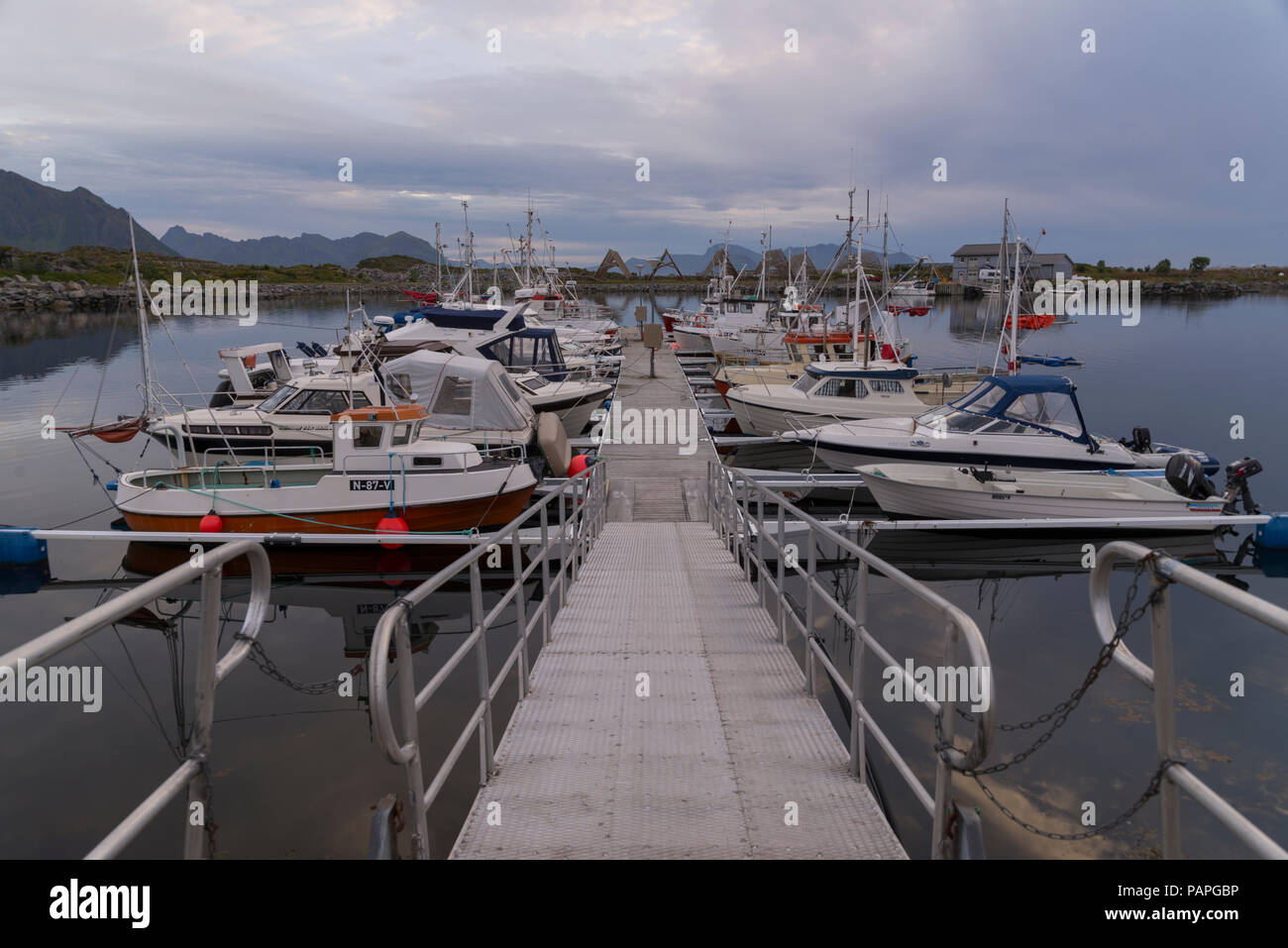 Laukvik Harbour in the Lofoten Islands, Norway Stock Photo - Alamy