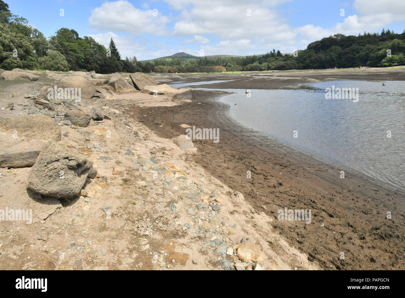 Water levels fall low at burrator reservoir hi-res stock photography ...