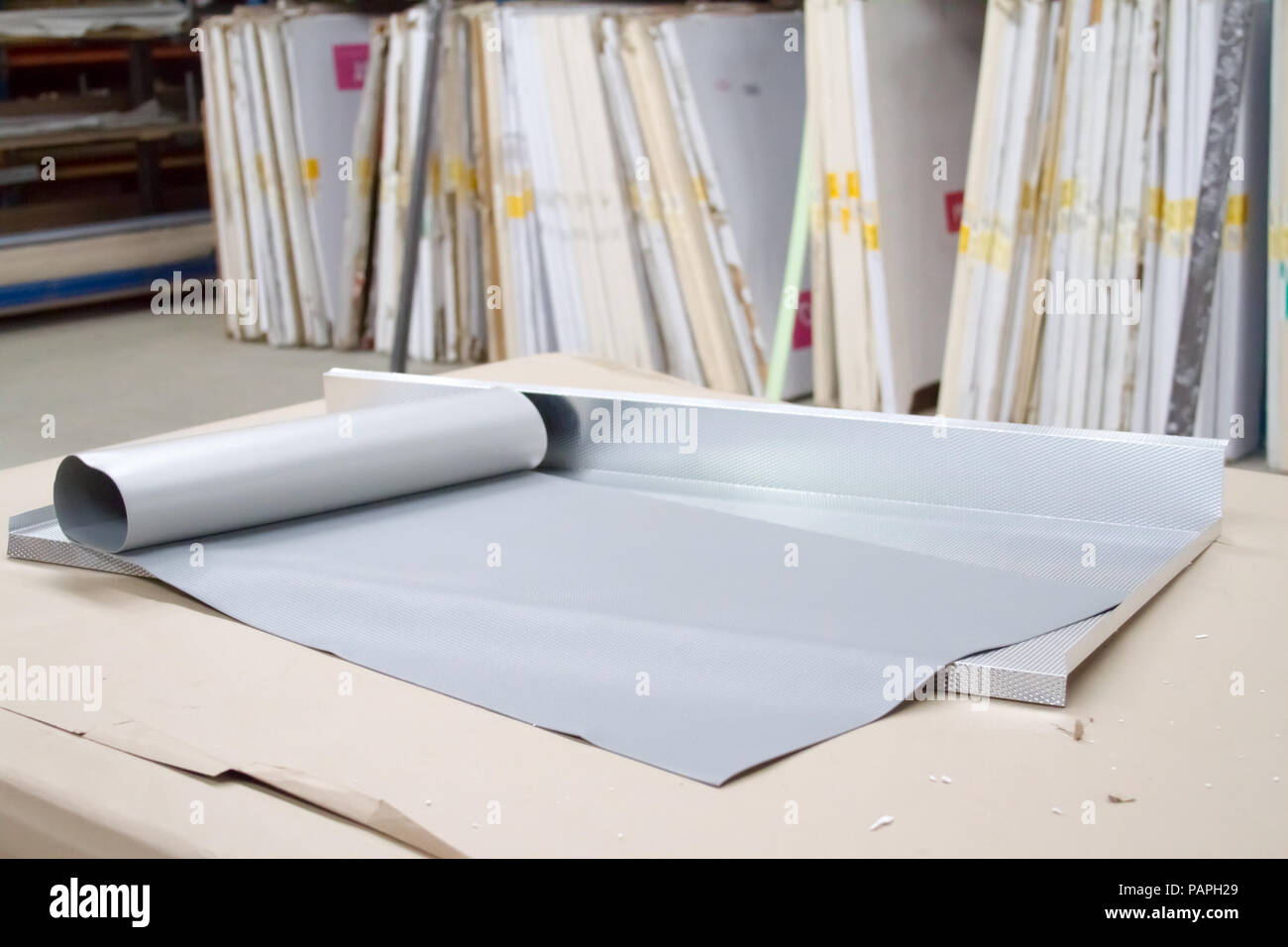 Component parts of the kitchen rail system on the wooden table. Details ...