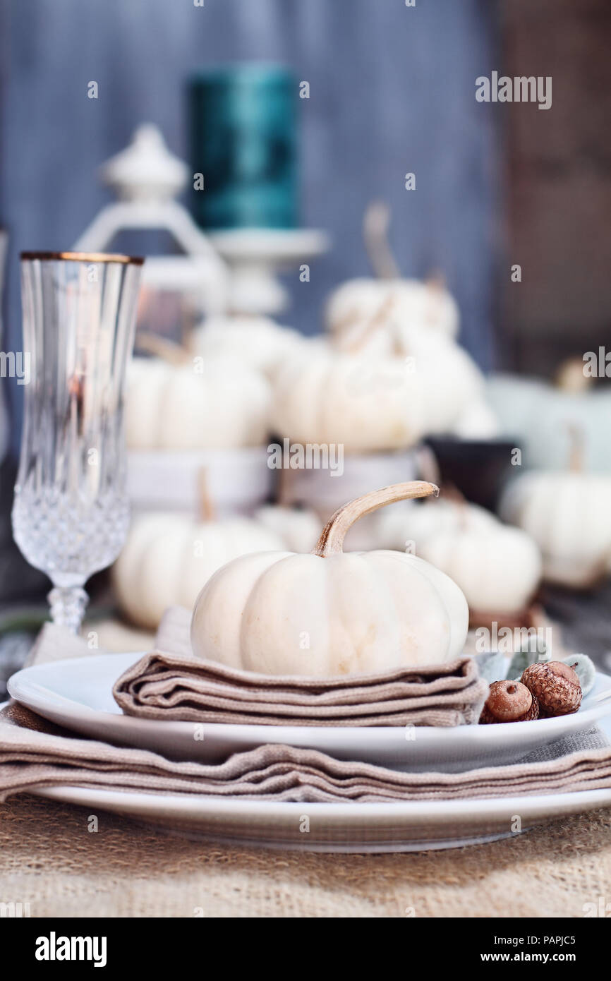 Decorative pumpkin on dinner table hi-res stock photography and images ...