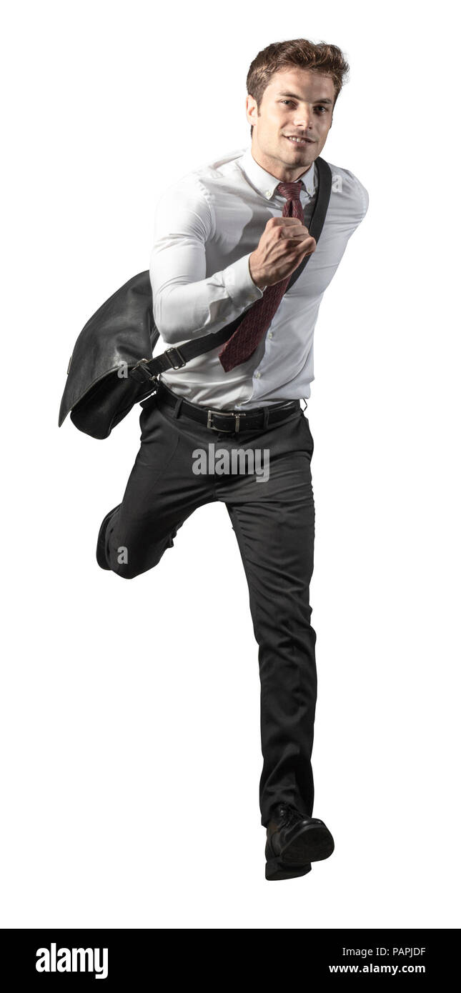 Happy businessman running on Cut Out Stock Images & Pictures - Alamy
