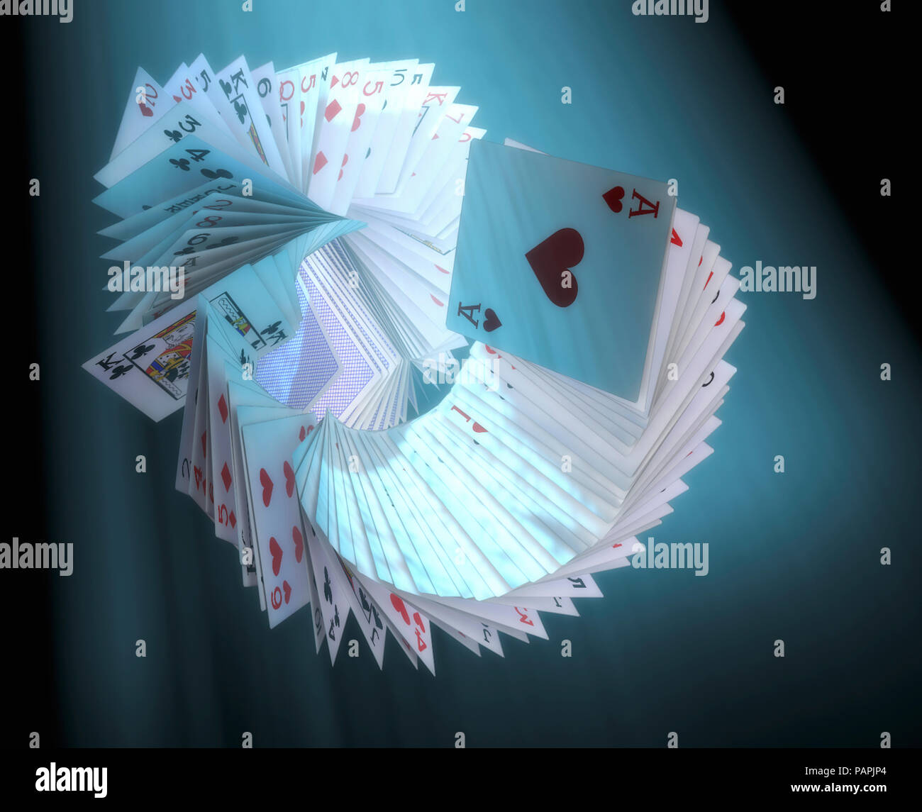 3d rendering poker cards falling Stock Photo - Alamy