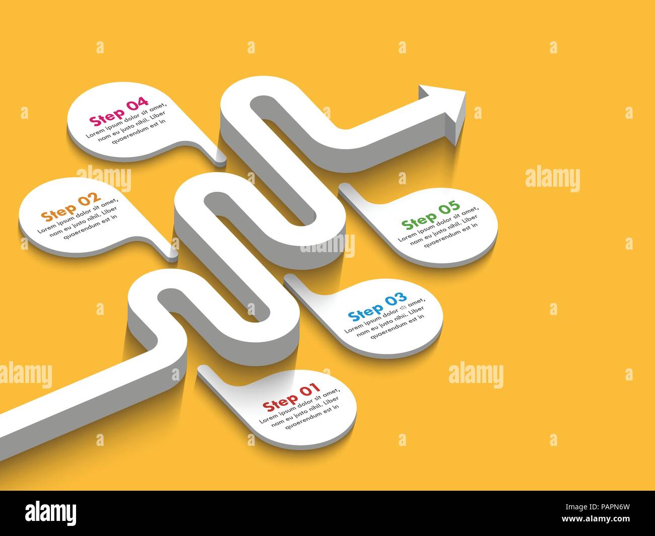 Road way location infographic template with a phased structure. Winding road timeline. Stylish ...