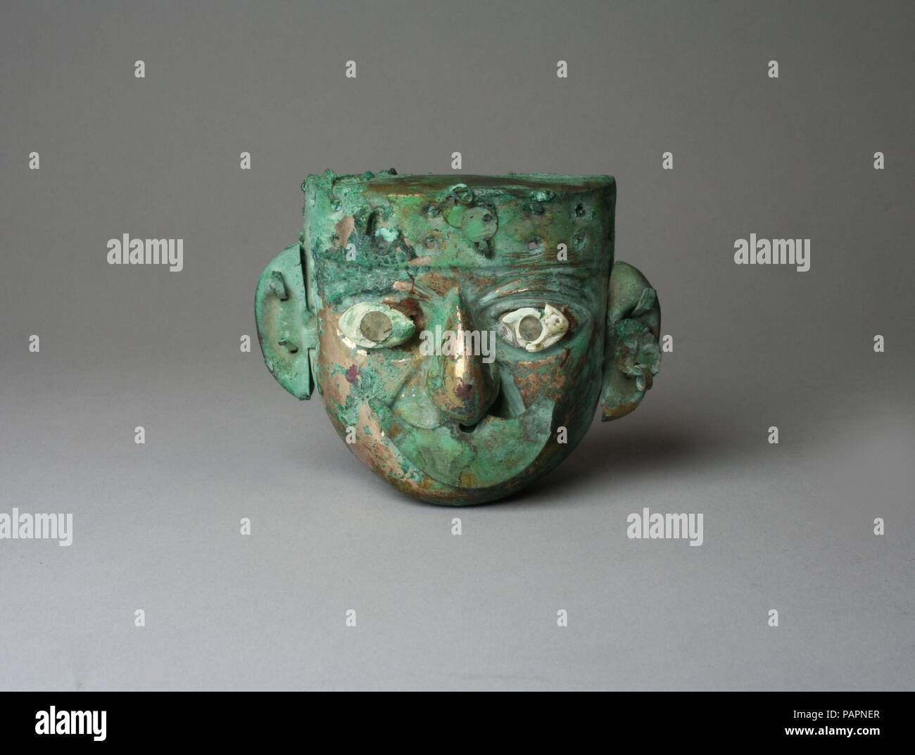 Face Mask Ornament. Culture: Moche (Loma Negra). Dimensions: H x W: 2 3 ...