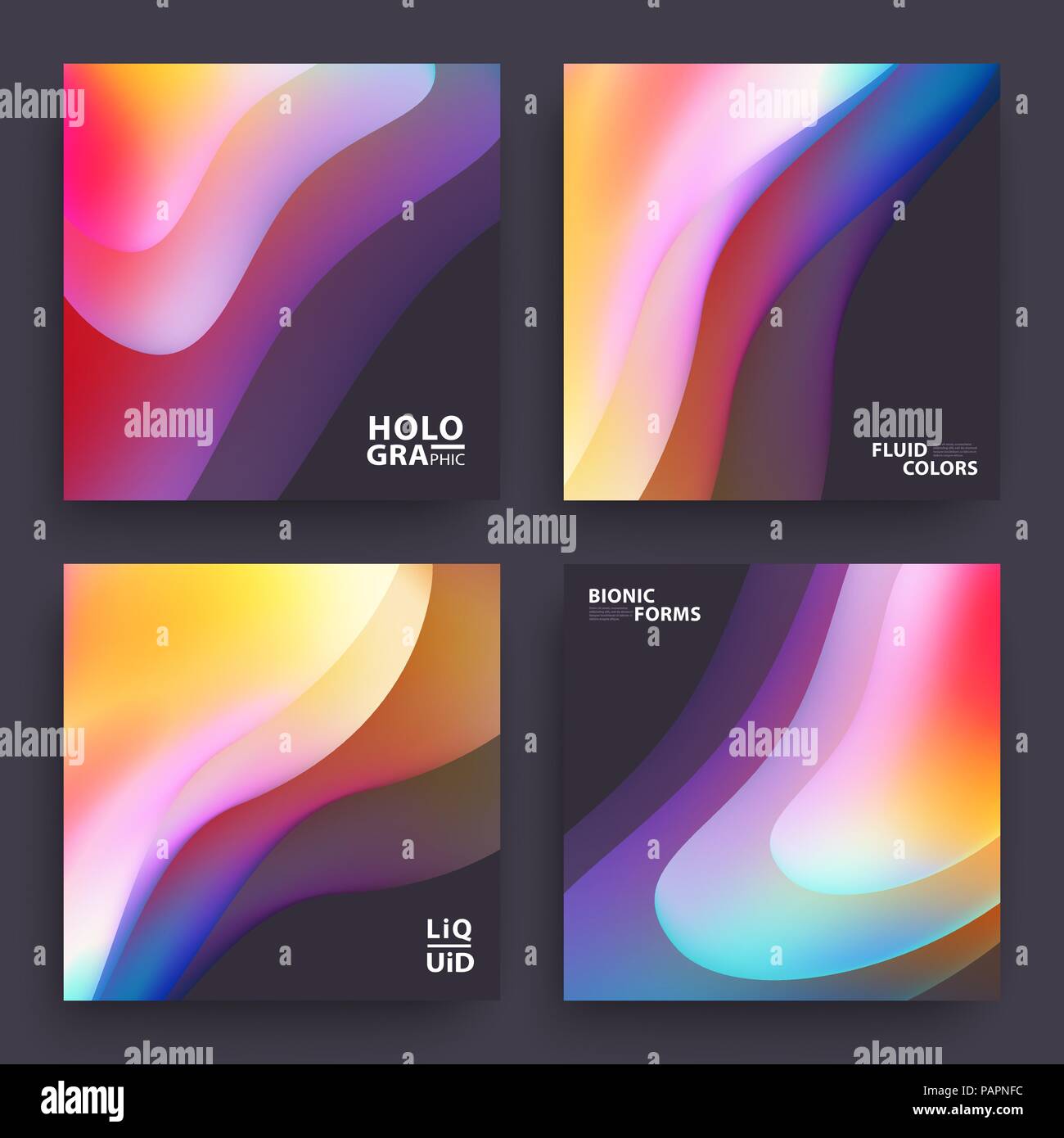 Modern Covers Template Design. Fluid colors. Set of Trendy Holographic ...