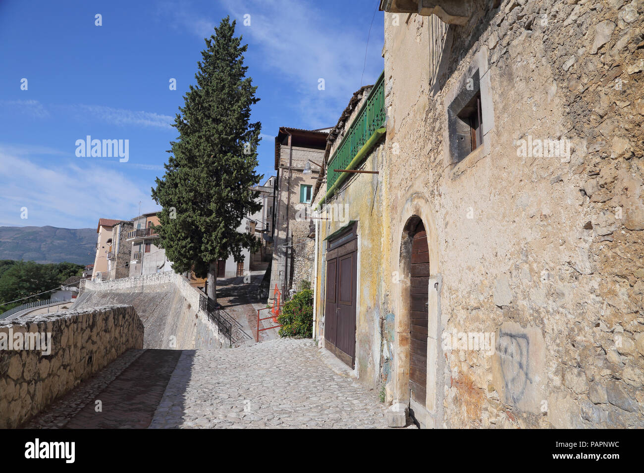CORFINIO, ITALY - SEPTEMBER 06,2015: View of the ancient town ...