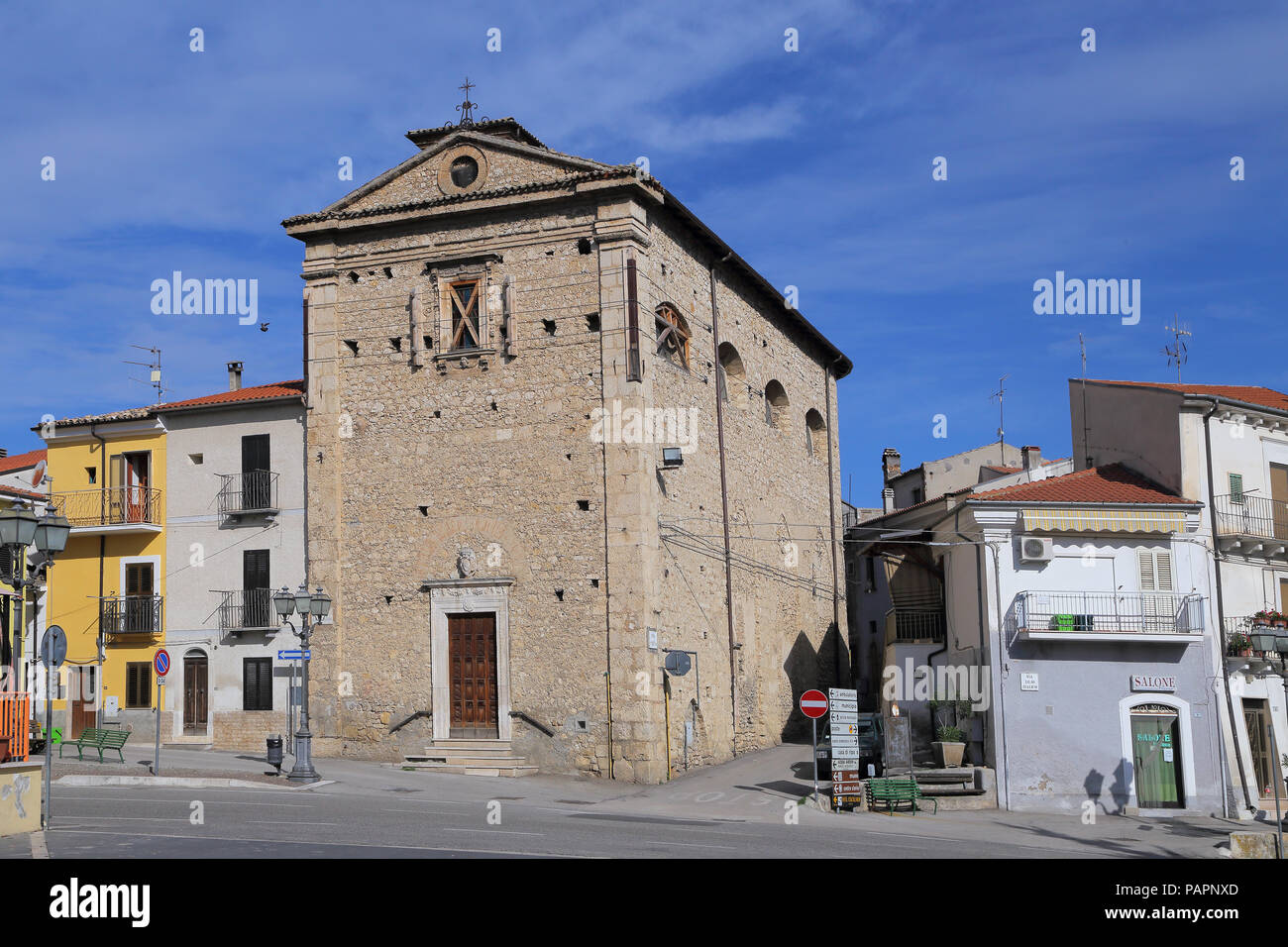 CORFINIO, ITALY - SEPTEMBER 06,2015: Church of the Madonna del Soccorso ...