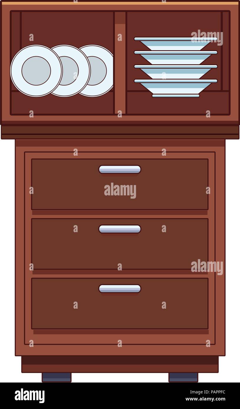 Wooden kitchen cabinet glass Stock Vector Images - Alamy