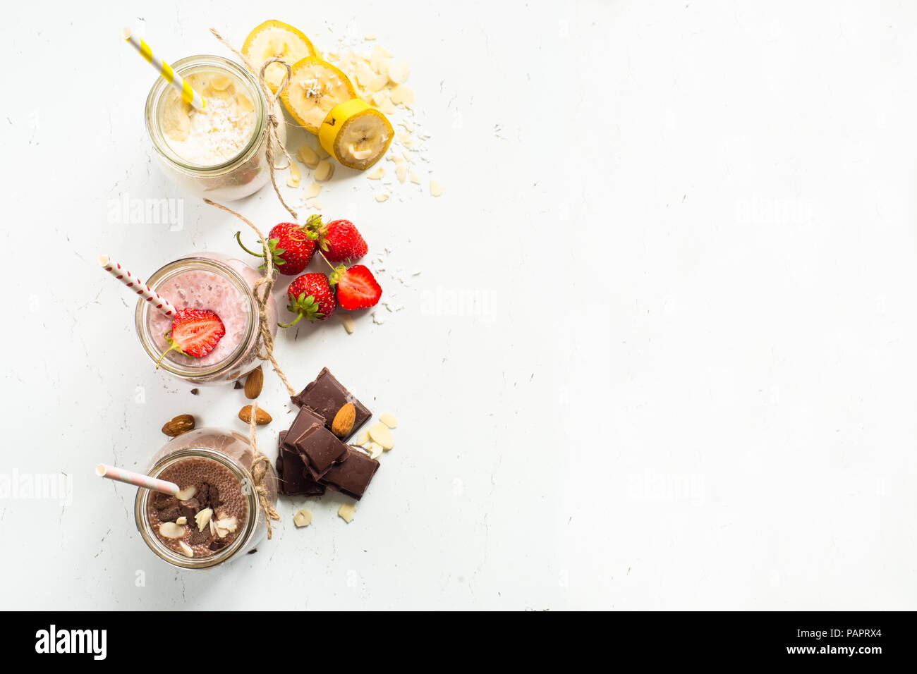 Top view strawberry milkshakes hi-res stock photography and images - Alamy