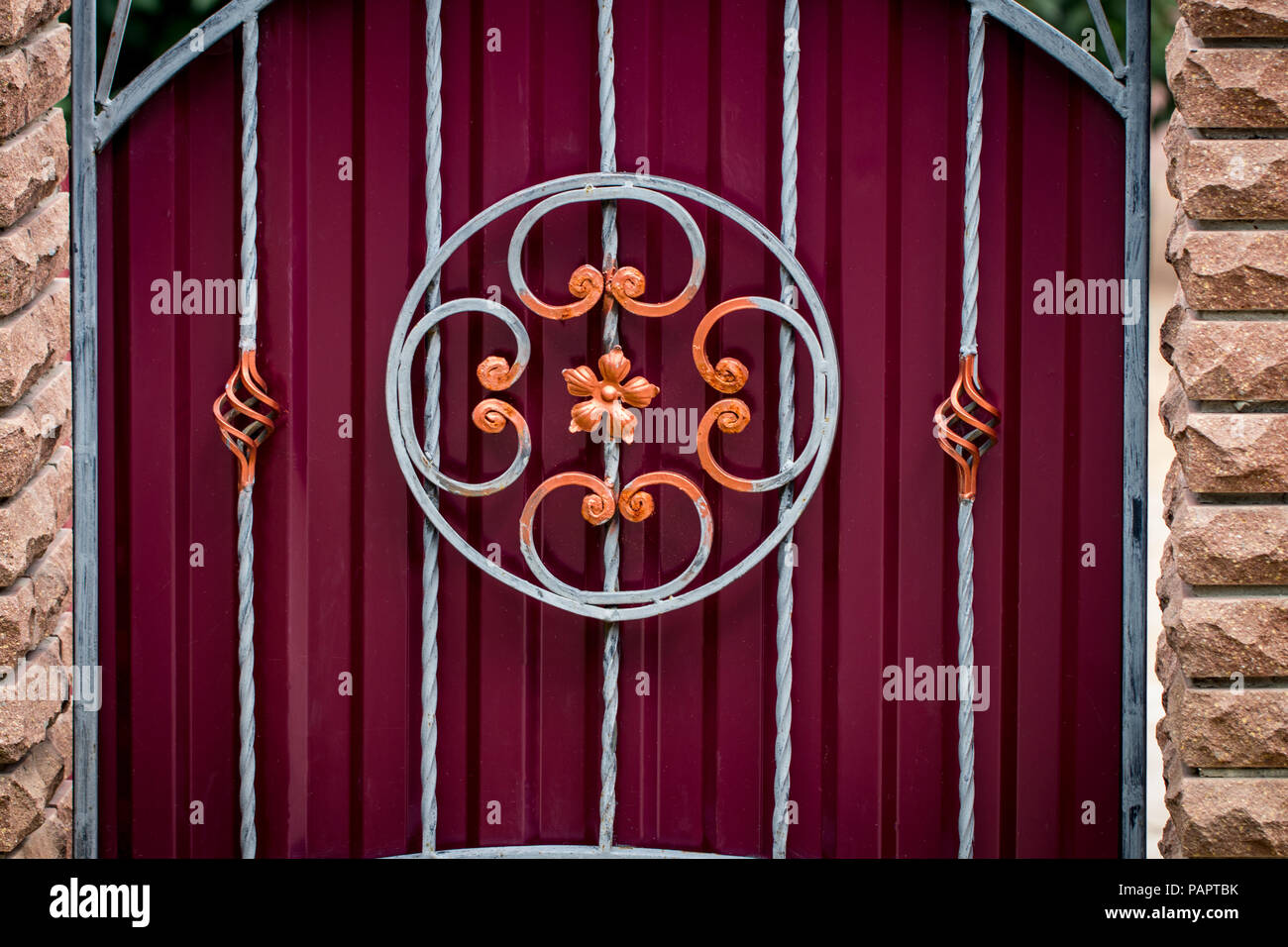 wrought-iron gates, ornamental forging, forged elements close-up Stock ...