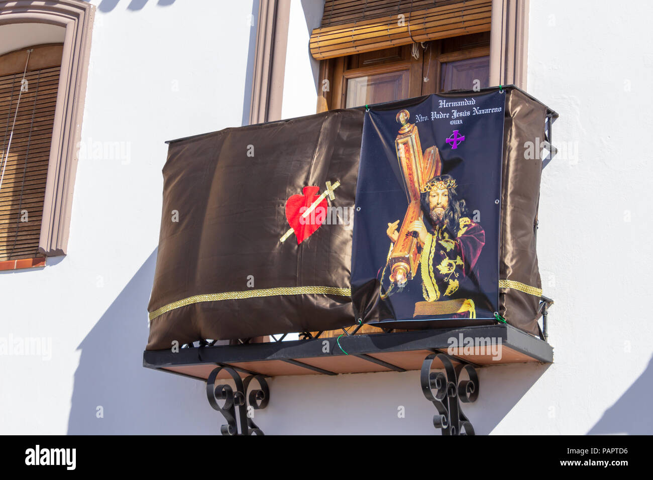 Religious Banners Hanging From a Balcony. As a Small Rural Town ...