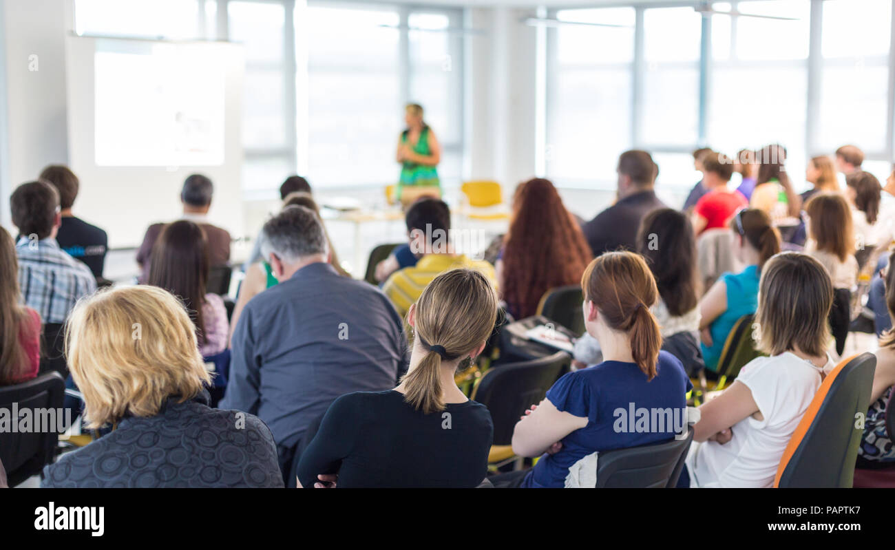 Speaker giving presentation on business conference Stock Photo - Alamy