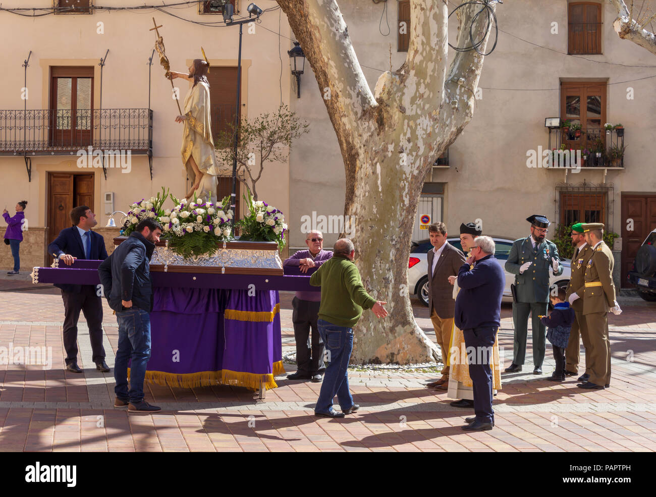 Carrying The Patron Saints into the Church as a small town in Spain ...