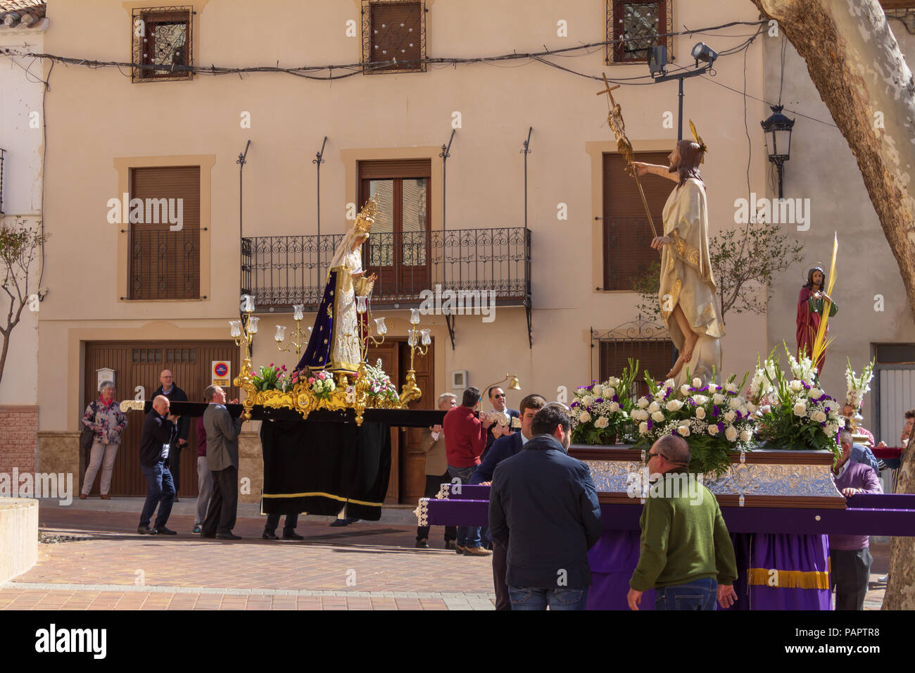 Carrying The Patron Saints into the Church as a small town in Spain ...