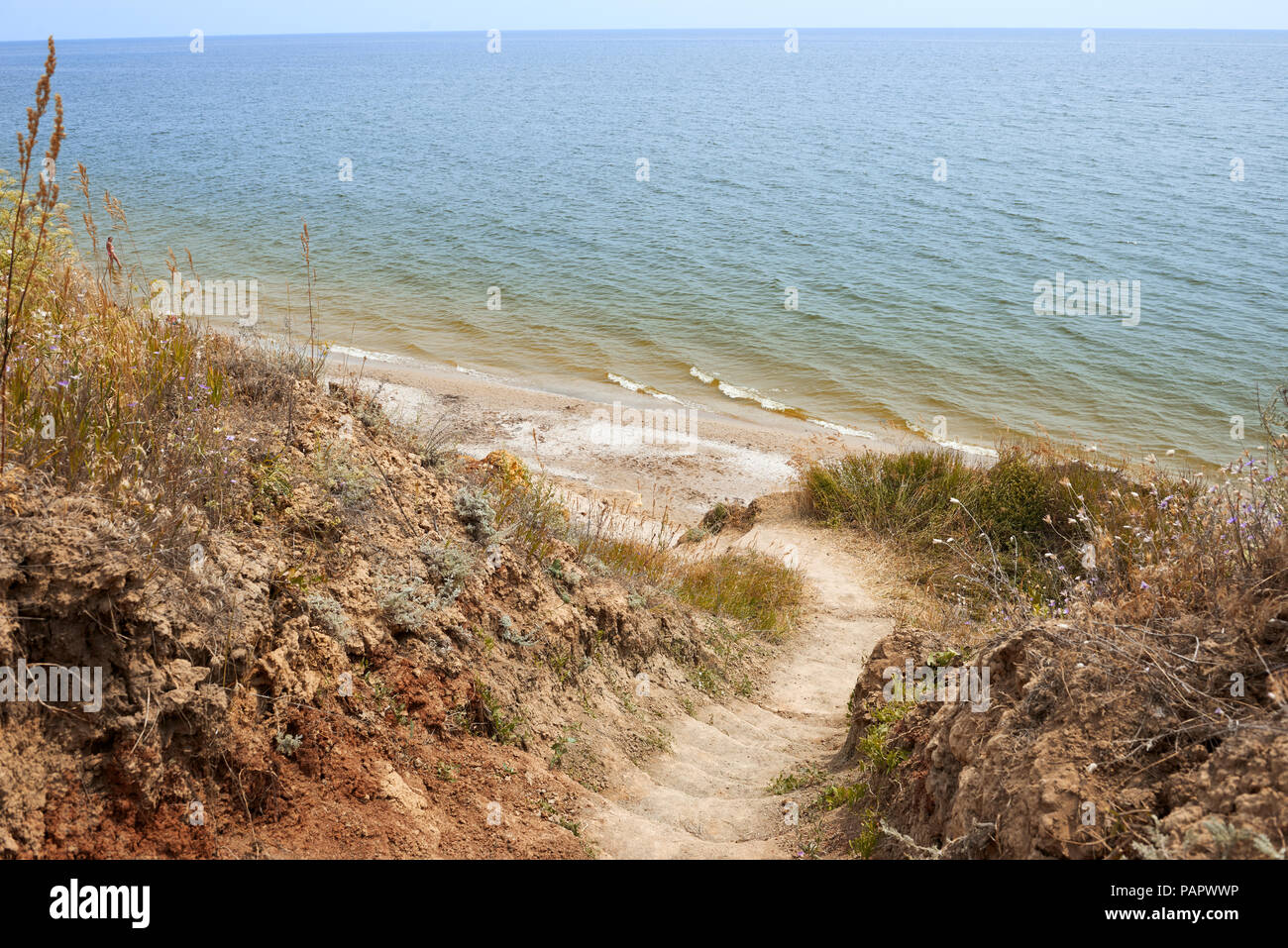 path to the sea, high coast, beautiful summer landscape, travel concept ...