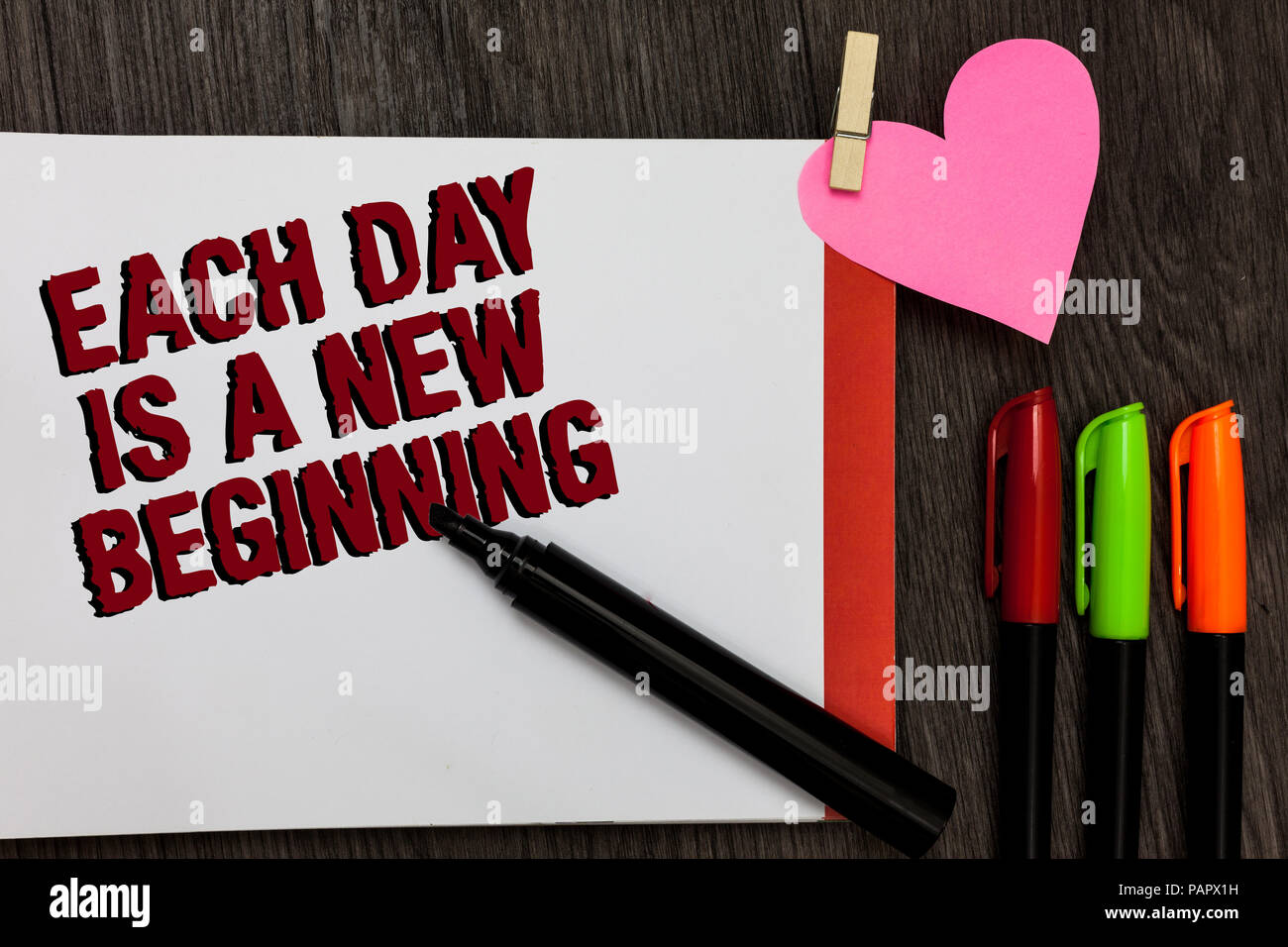 Writing note showing Each Day Is A New Beginning. Business photo ...