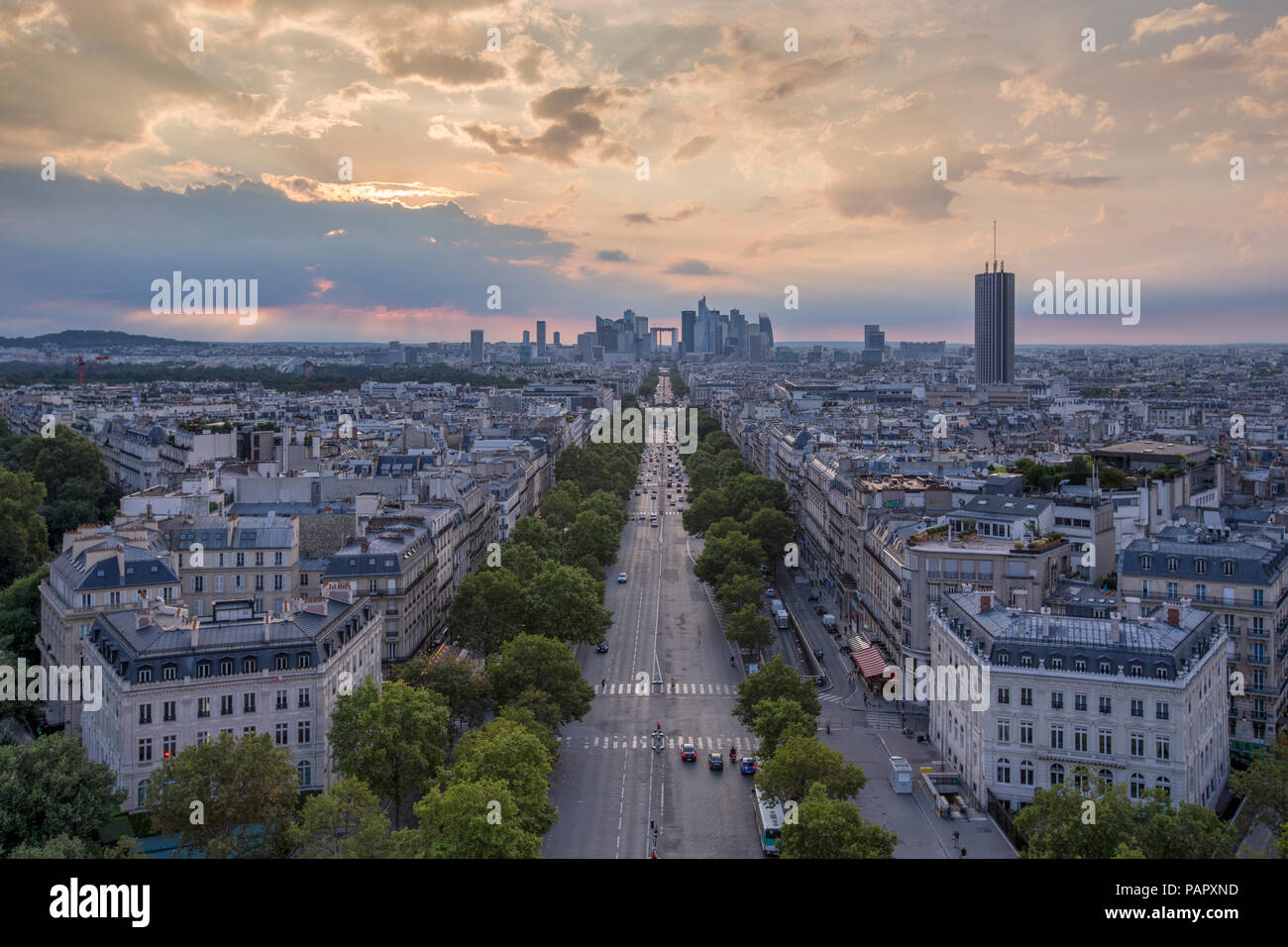 France, Paris, La Defense and city view in the evening Stock Photo - Alamy