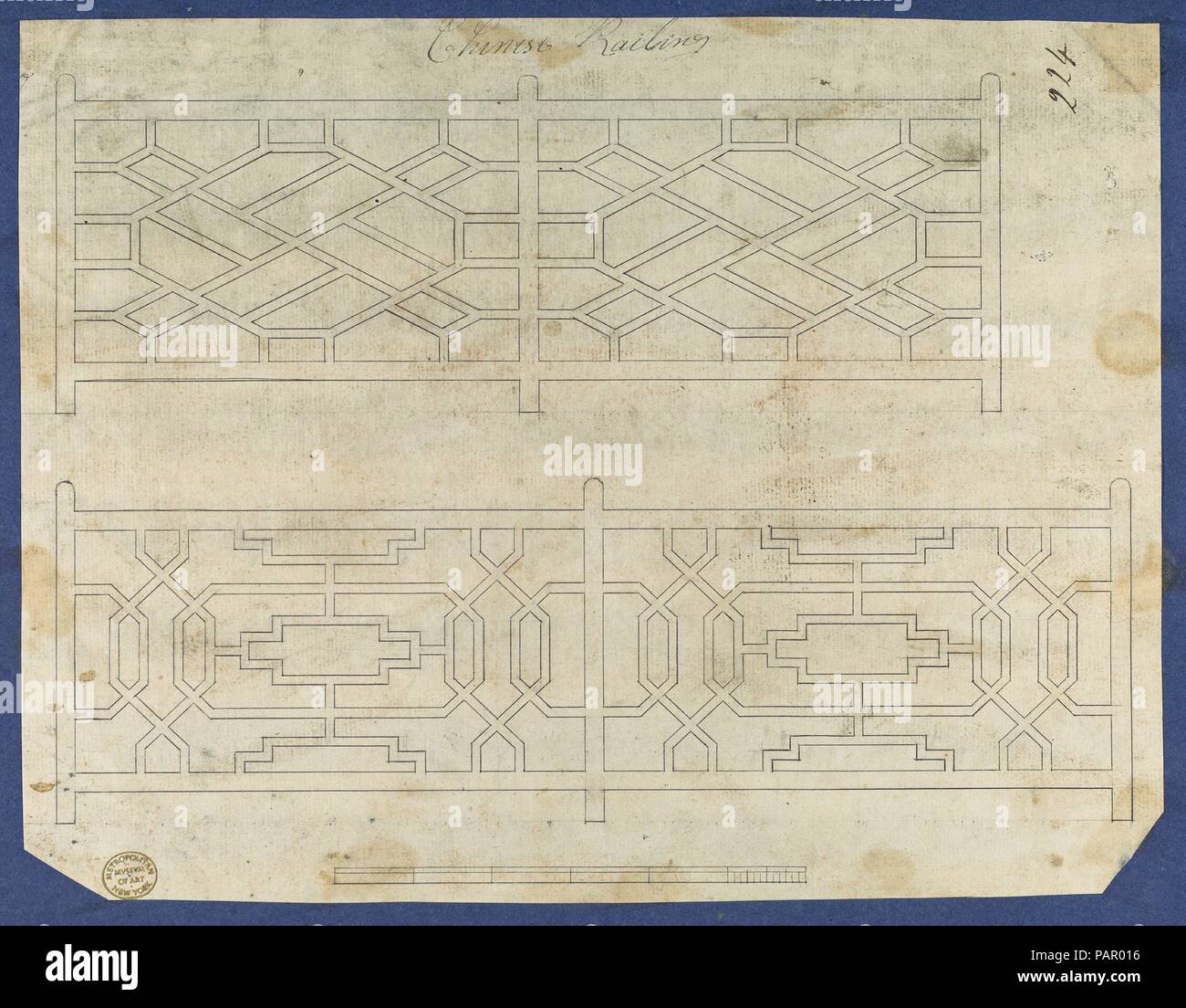 Chinese Railing, from Chippendale Drawings, Vol. II. Artist: Thomas ...