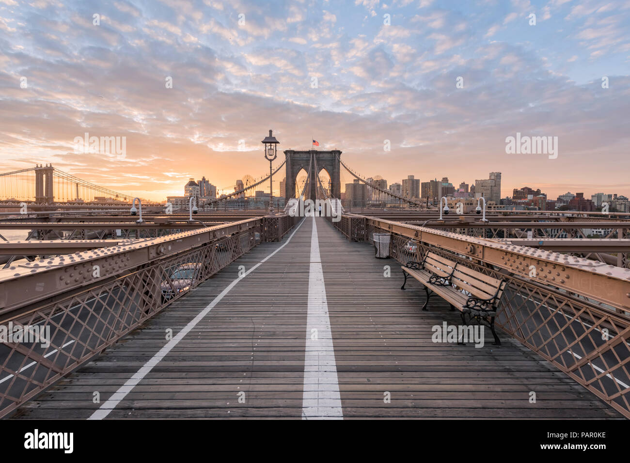 USA, New York City, Brooklyn Bridge at sunset Stock Photo - Alamy