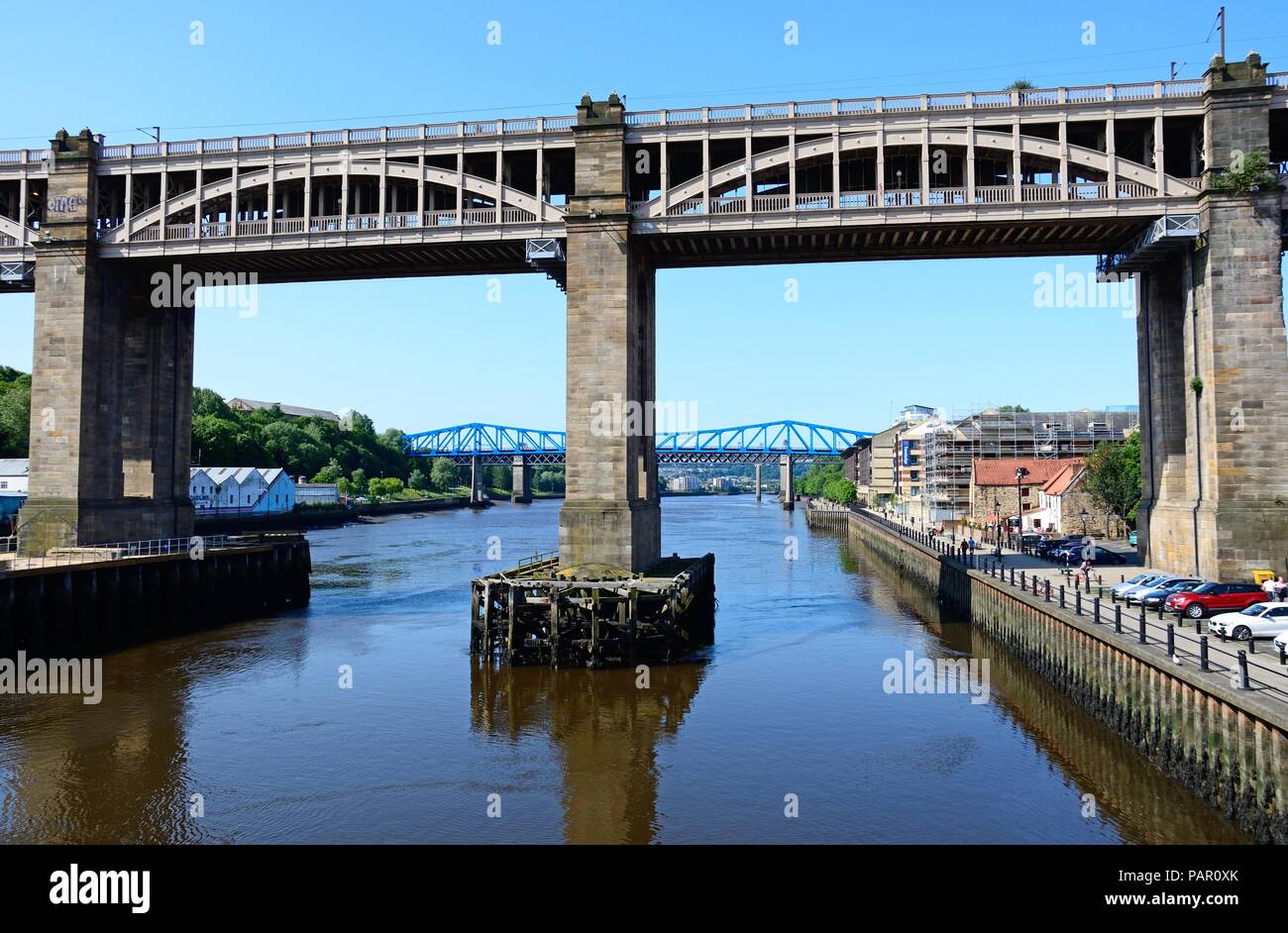 View of the High Level bridge across the River Tyne, Newcastle upon ...