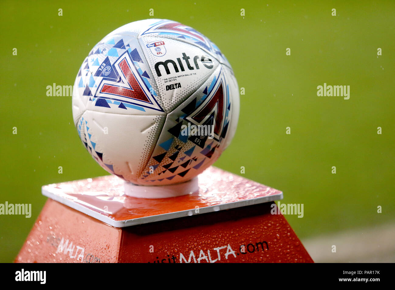A detail view of a Mitre matchday football on a plinth Stock Photo - Alamy