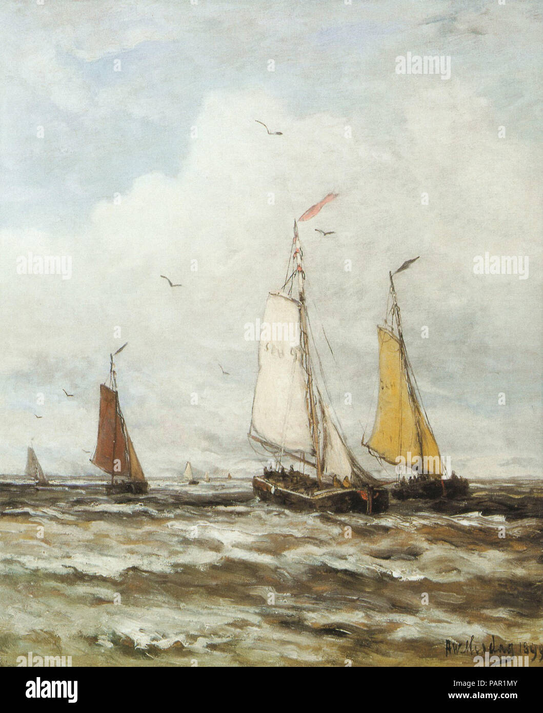 Mesdag Hendrik Willem - Boten Op Woelige Zee Stock Photo - Alamy