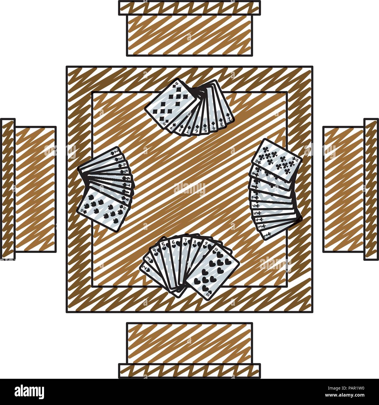 doodle poker cards casino game in the table Stock Vector Image & Art ...