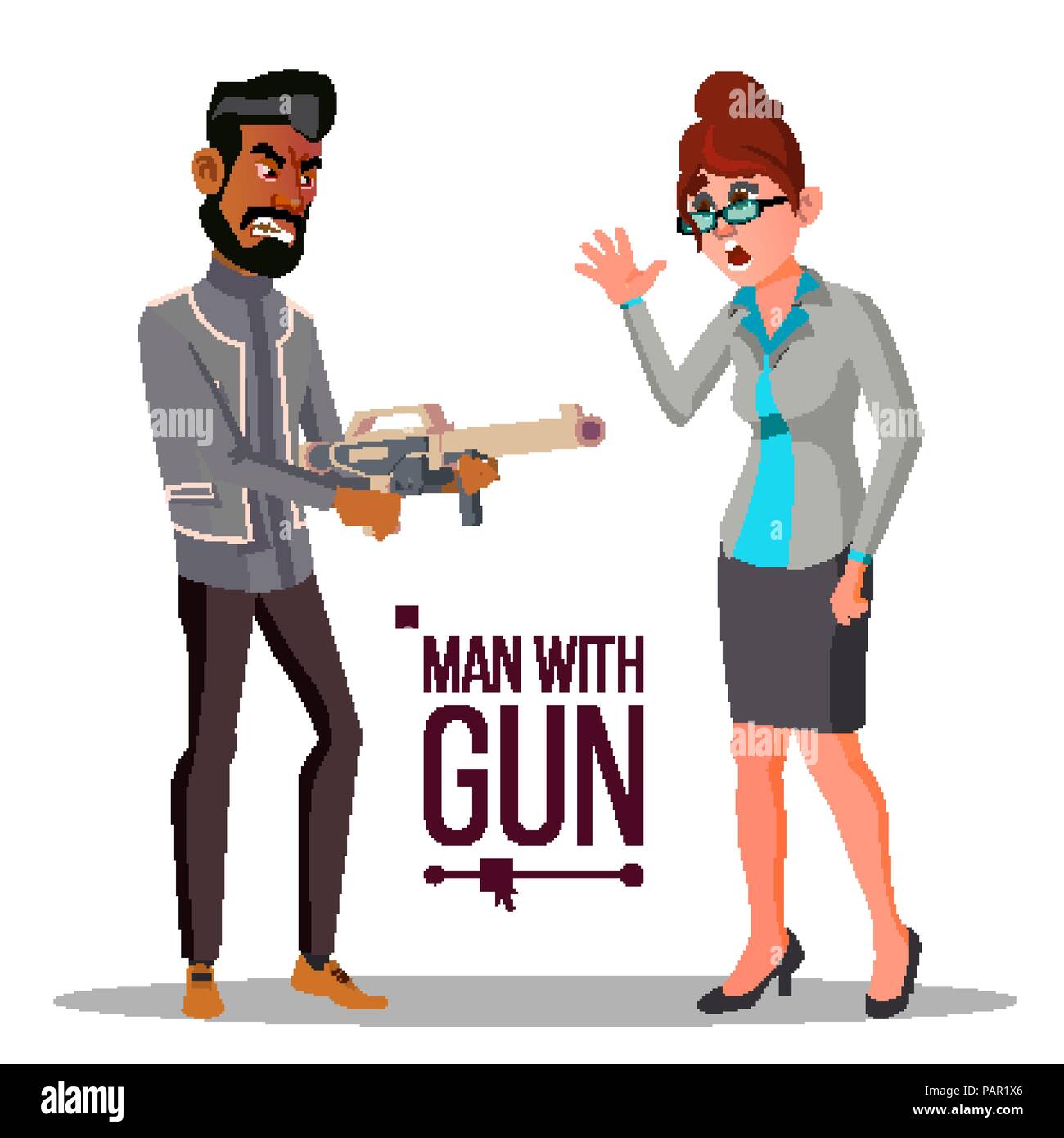 Businessman With Gun Vector. Sad, Desperate. Spy, Criminal Isolated ...