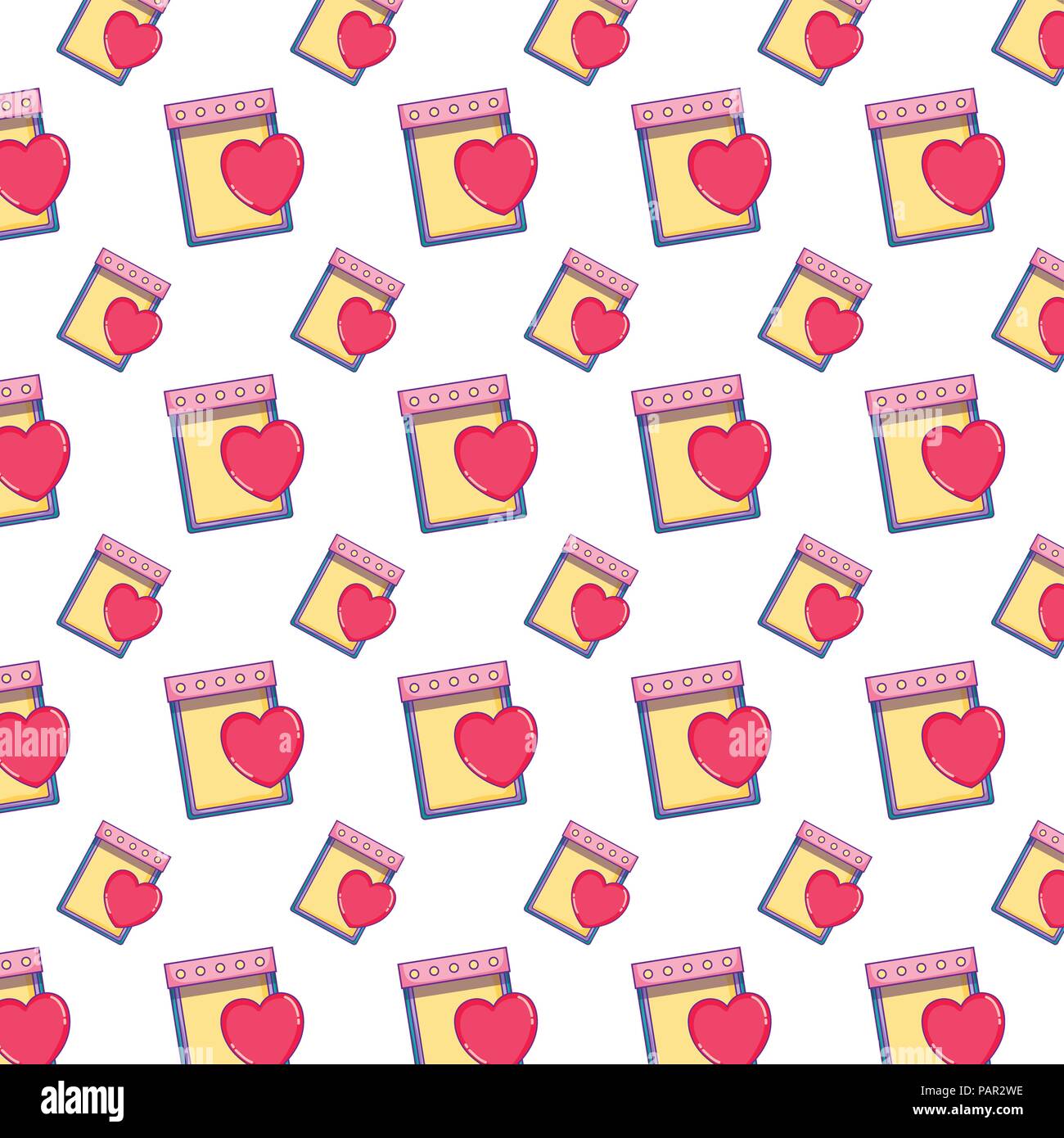 notebook paper with heart decoration background Stock Vector Image ...