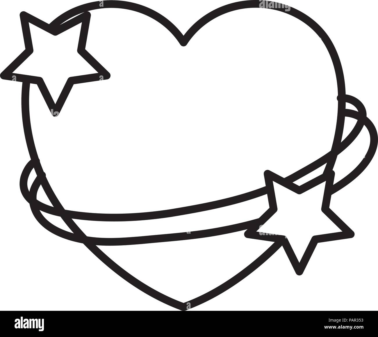 line heart symbol with stars shapes decoration Stock Vector Image & Art ...