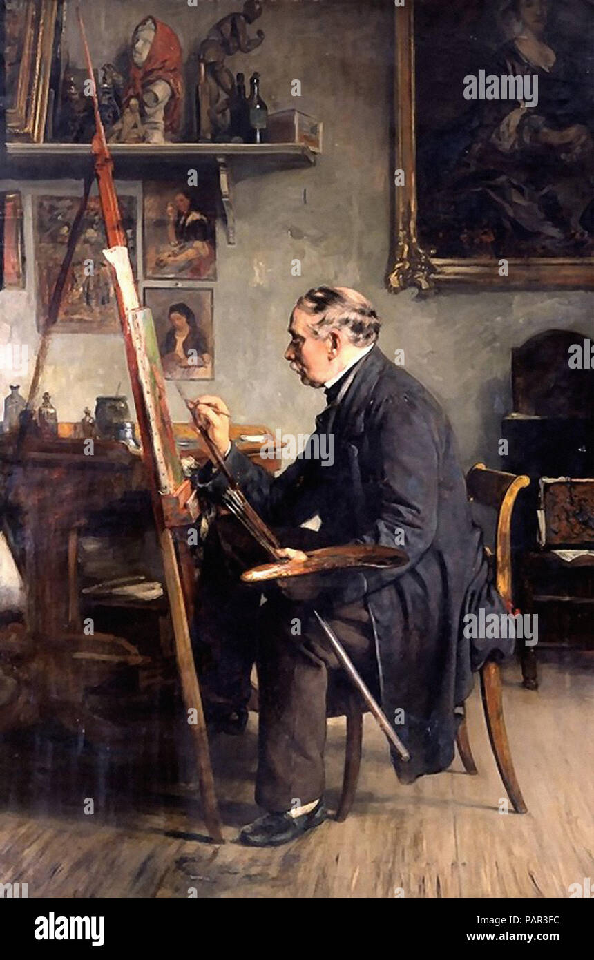 Meyerheim Paul Friedrich - Eduard Meyerheim in His Studio Stock Photo ...