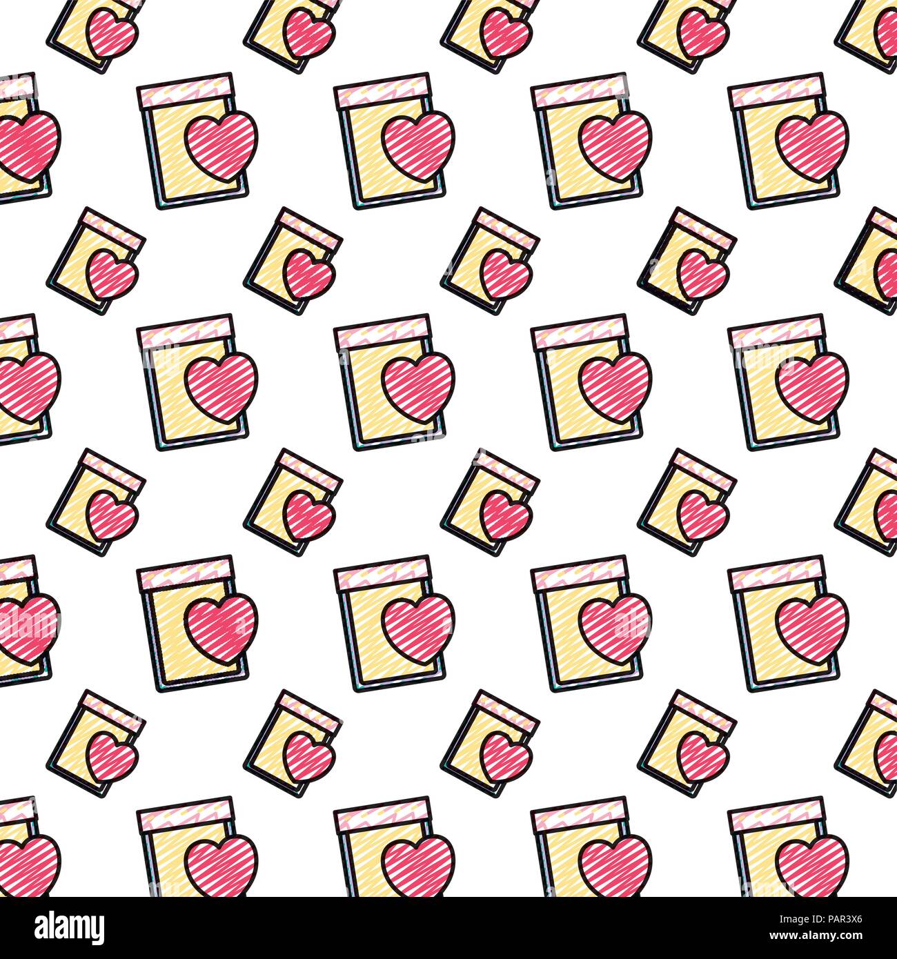 doodle notebook paper with heart decoration background Stock Vector ...