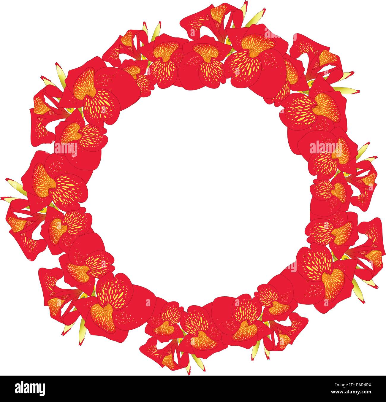 Red Canna Indica Canna Lily Indian Shot Wreath Vector Illustration Stock Vector Image And Art