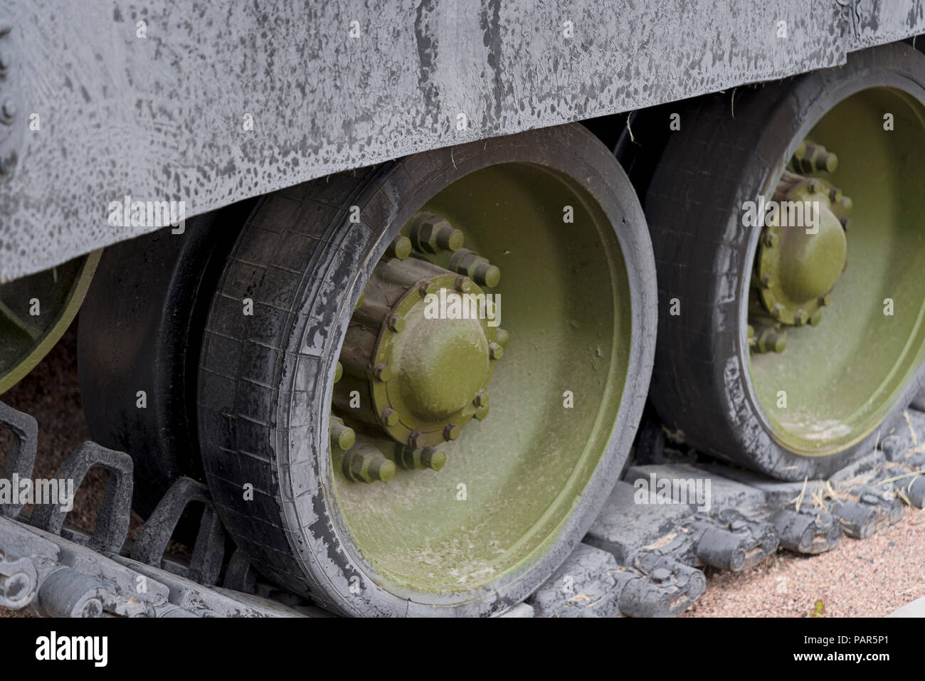 Tank caterpillar tread with wheels. Modern military equipment Stock ...