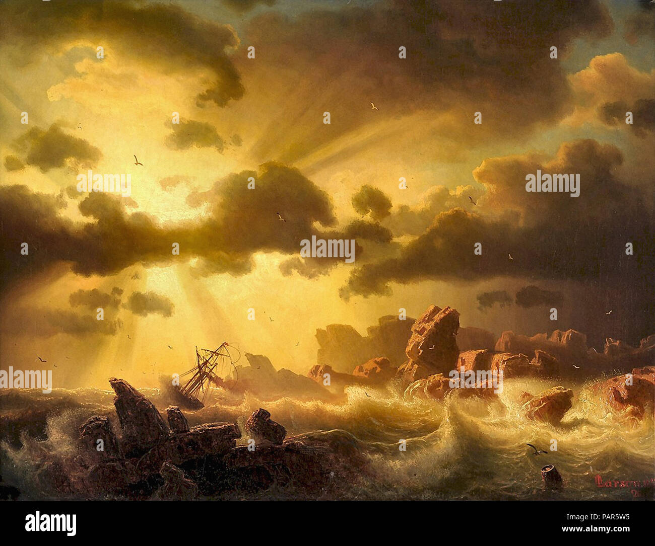 Larson Marcus - Stormy Coastal Scene with Frigate Stock Photo - Alamy