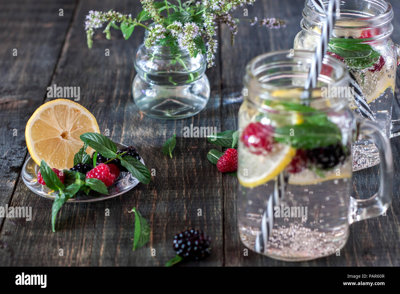 Fresh raspberries lime mint hi-res stock photography and images - Alamy