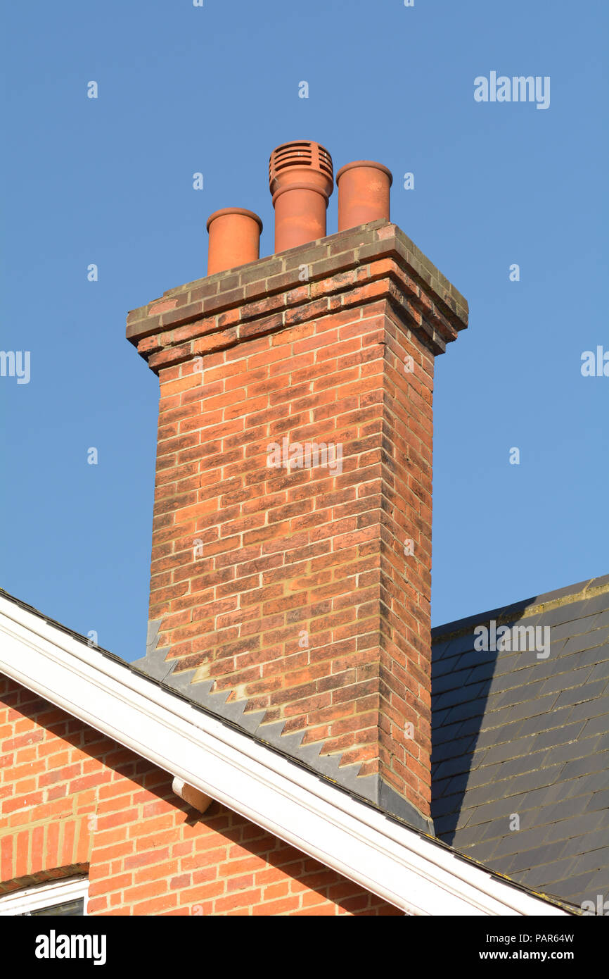 Chimney stack on roof of Victorian style property Stock Photo - Alamy