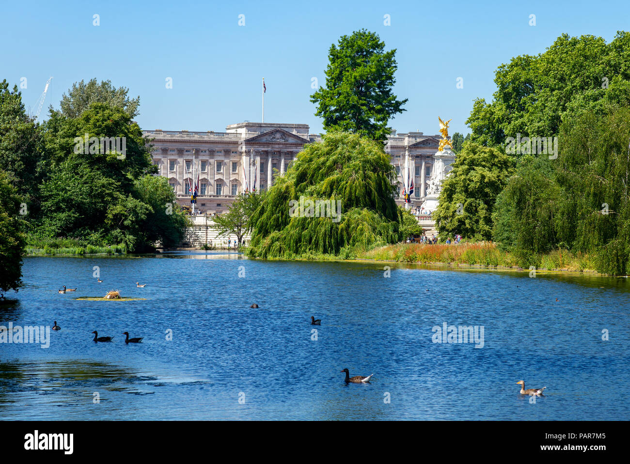 landscape of hyde park and buckingham palace Stock Photo - Alamy