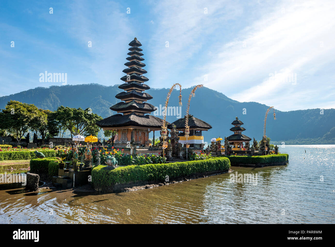 Buddhist water temple Pura Ulun Danu Bratan, Lake Bratan, Bali ...