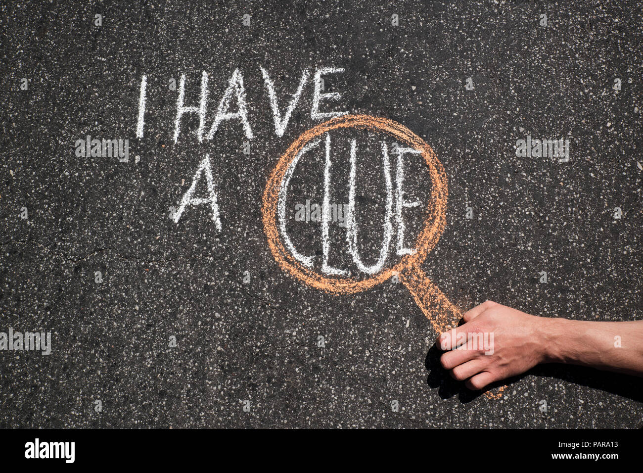 Symbolic image, I have a clue, chalk on street Stock Photo - Alamy
