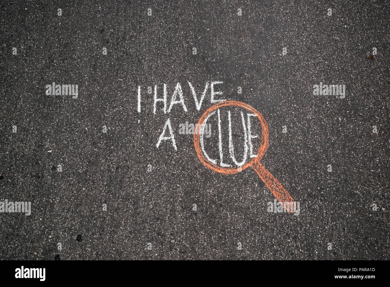 Symbolic image, I have a clue, chalk on street Stock Photo - Alamy