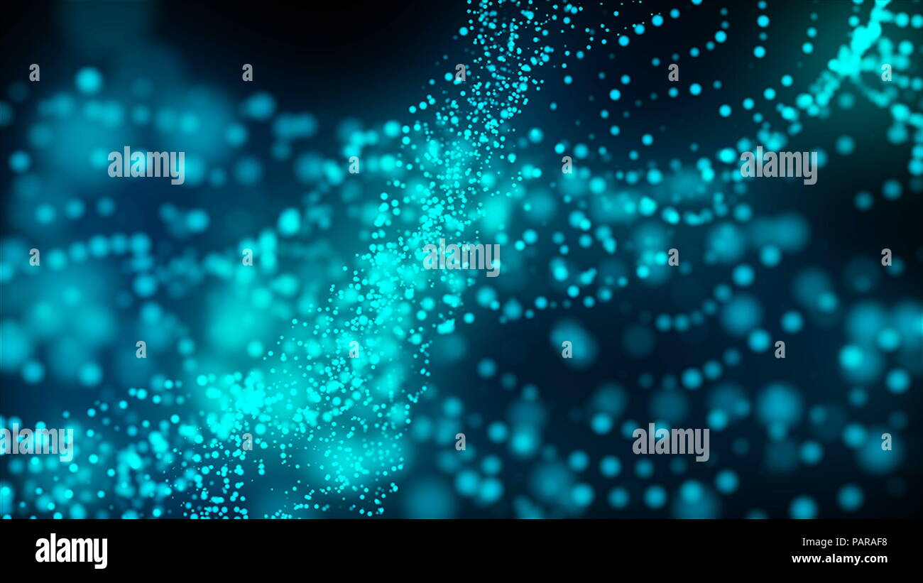 Abstract flowing bright particles as sea water, computer generated ...