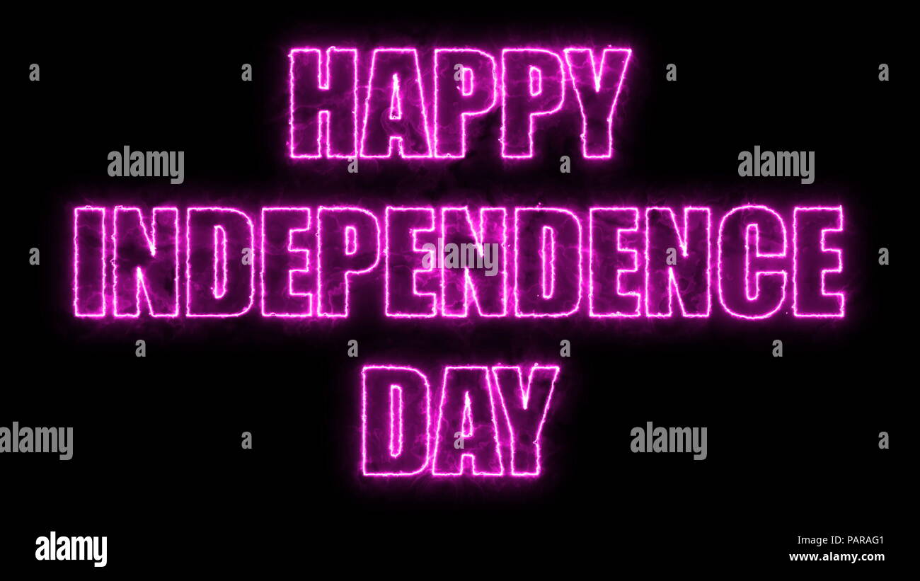 Happy independence day shiny bright text, 3d rendering backdrop ...