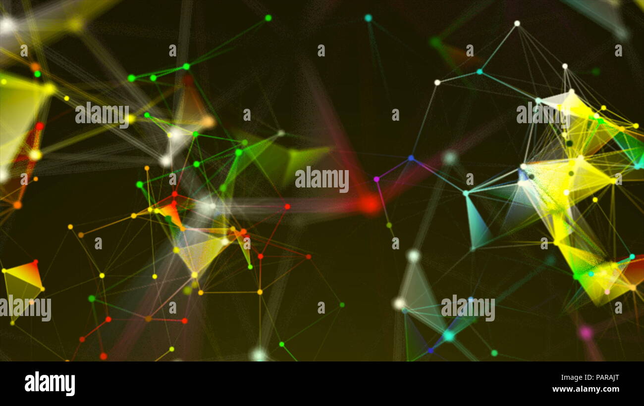 Abstract triangulation plexus with connections in space, background with connecting dots and ...