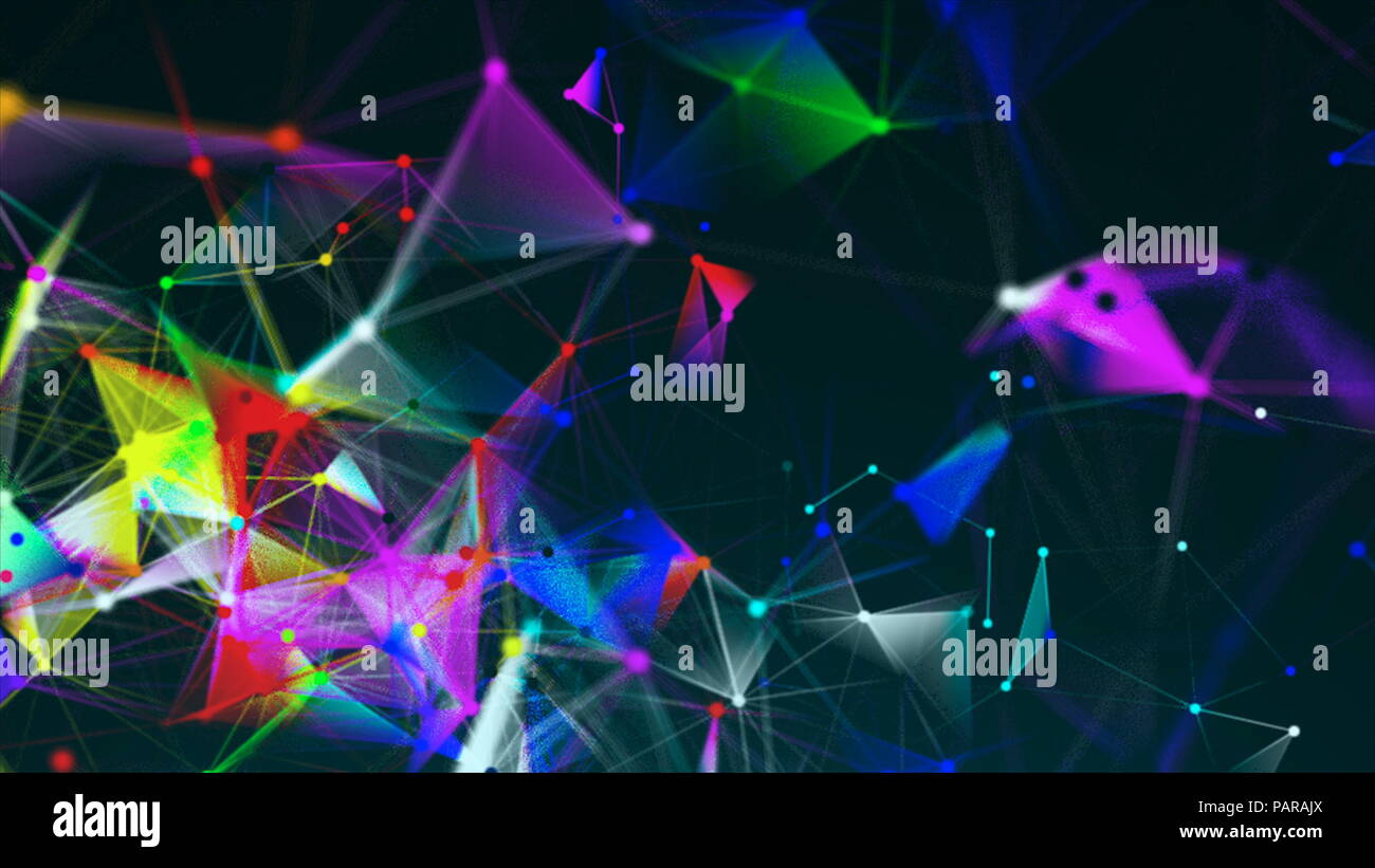 Abstract triangulation plexus with connections in space, background with connecting dots and ...